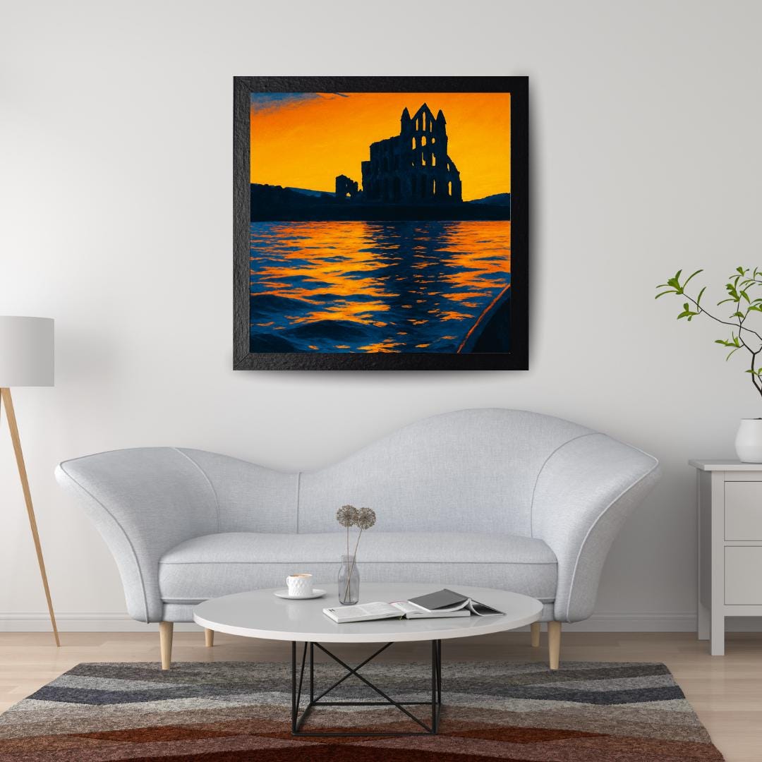 Whitby Abbey Sunset Pop Art Print Yorkshire Gothic Coastal Ruins Wall ...
