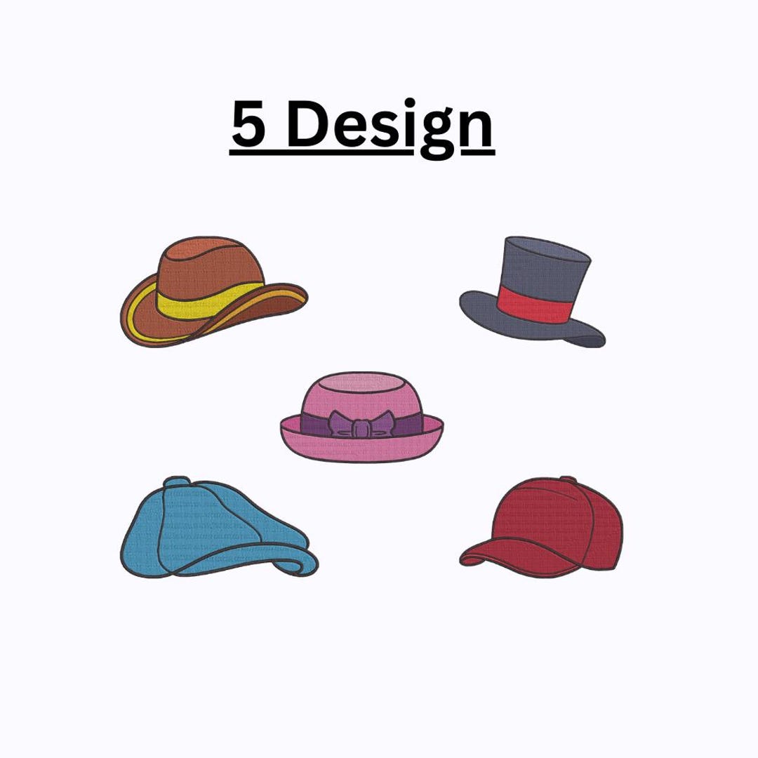 Hat Embroidery Design Bundle: 5 Styles, Machine Embroidery Files (PES ...