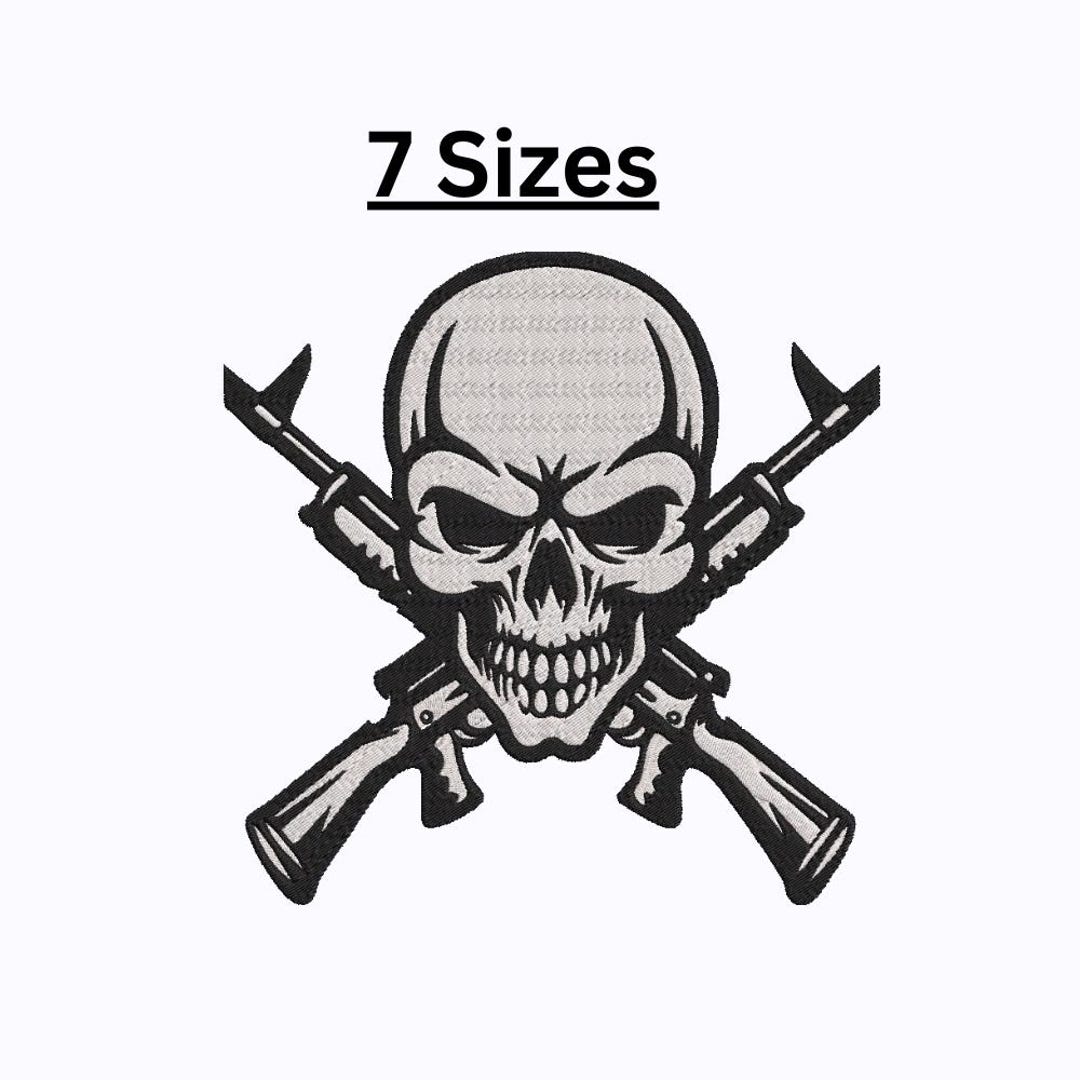 Skull With Rifles Embroidery Design | Machine Embroidery Pattern ...
