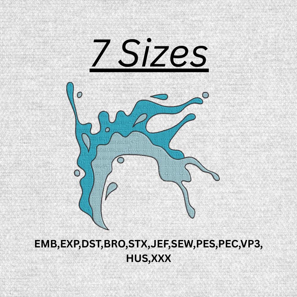 Water Splash Embroidery Designs: 9 Wave & Droplet Patterns (digital ...