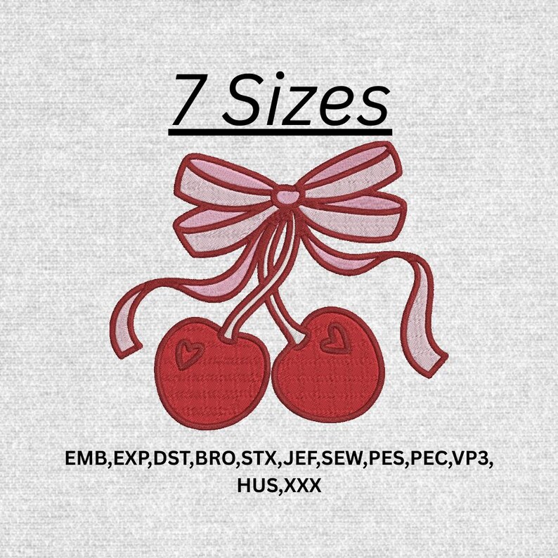 Cherry Bow Embroidery Designs: Kawaii Patterns (digital Download - Etsy