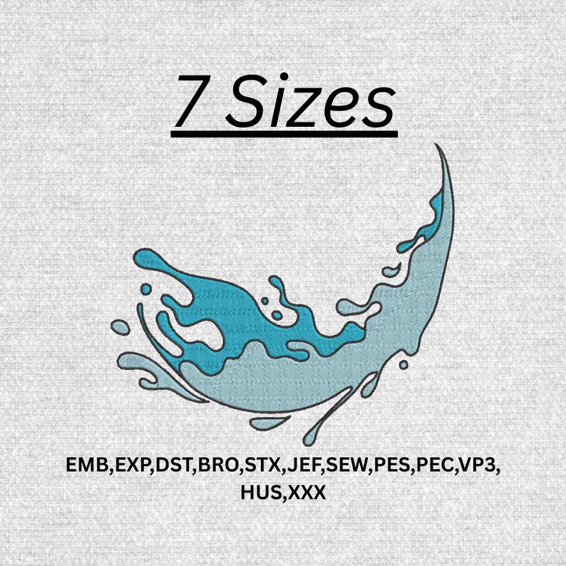Water Splash Embroidery Designs: 9 Wave & Droplet Patterns (digital ...