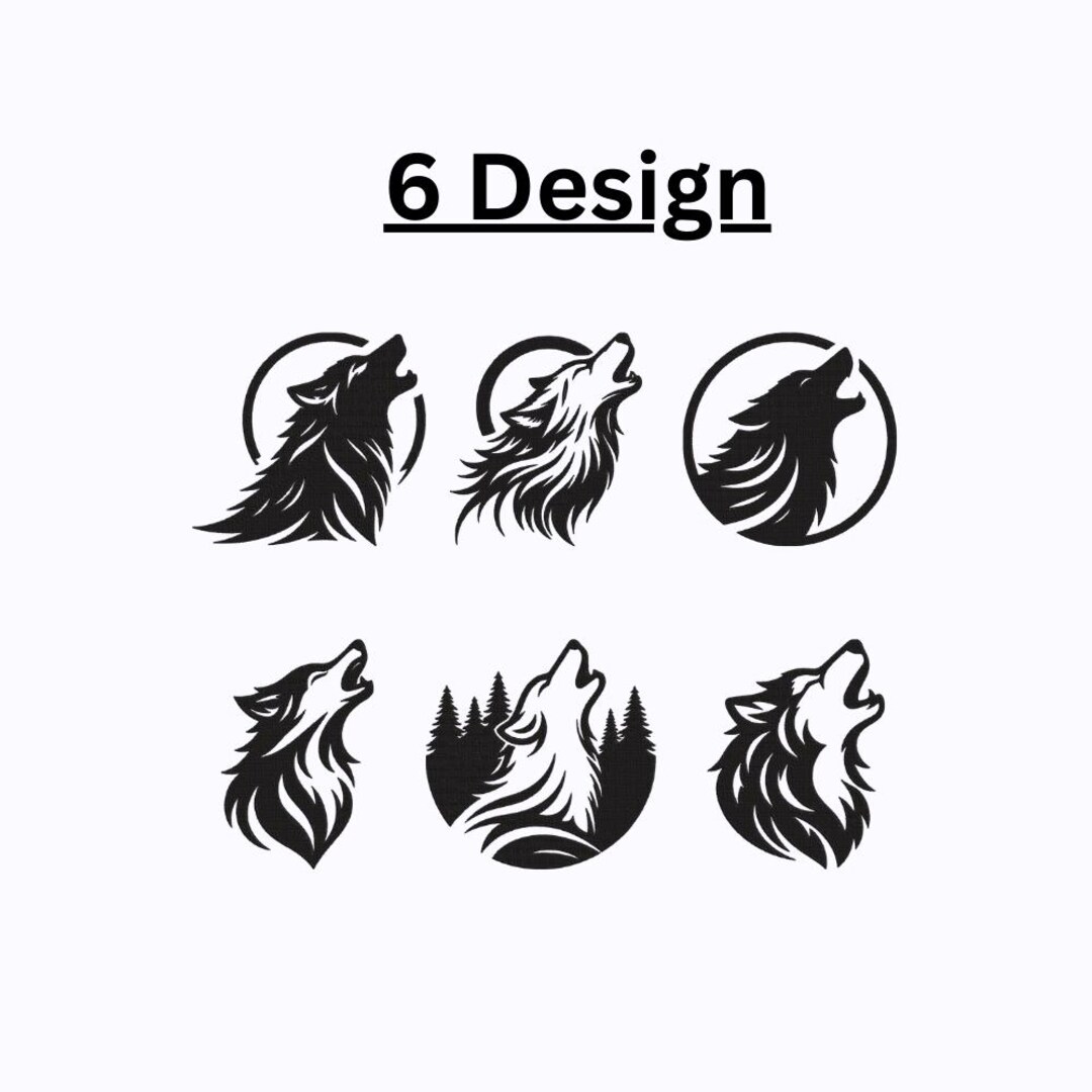 Wolf Embroidery Design Set : 6 Howling Wolf Designs – Forest Animal ...