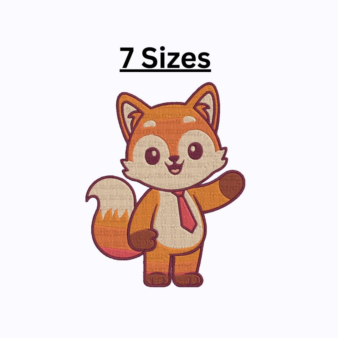 Cute Fox Embroidery Design – 7 Sizes Included – Cartoon Animal Machine ...
