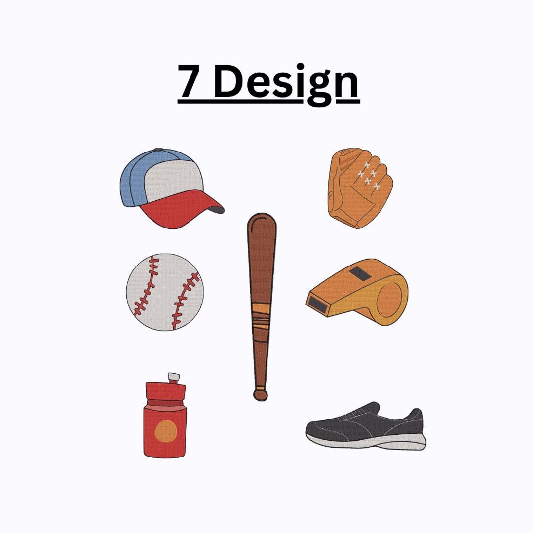 Sports Embroidery Design Set: 7 Athletic Designs (PES, JEF, DST Formats ...