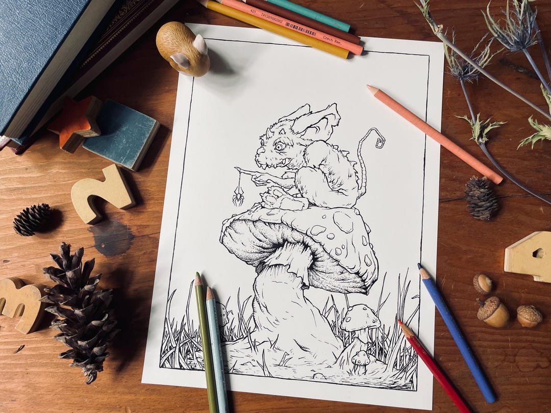 Coloring Page Download - Mouse and Spider - Etsy
