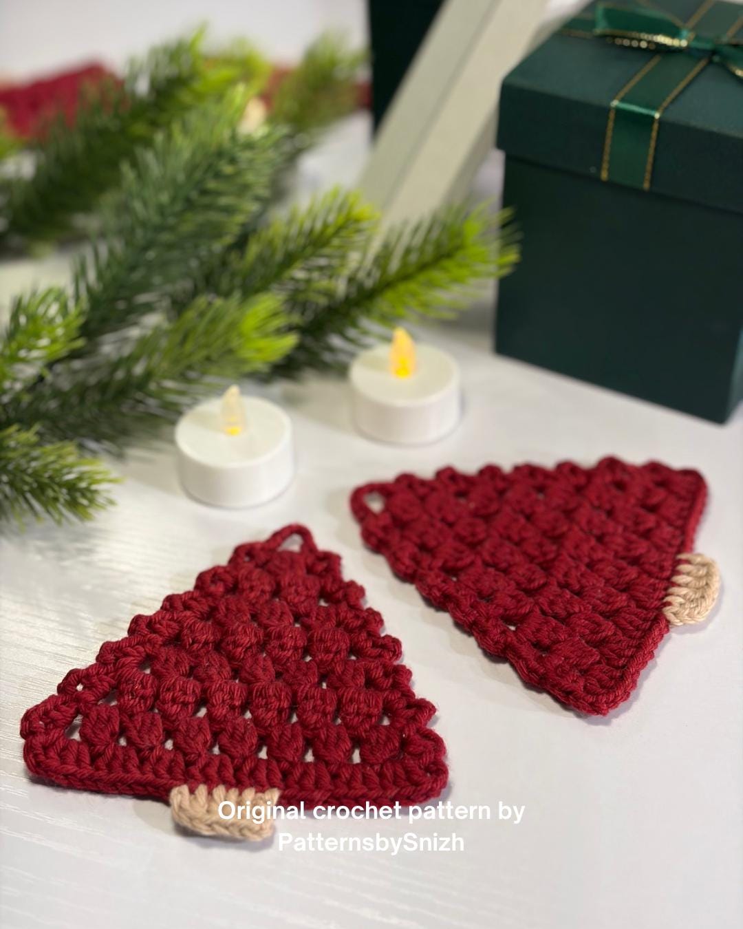 Crochet Pattern Christmas Tree Coaster – Table Decor, Holiday Crochet ...