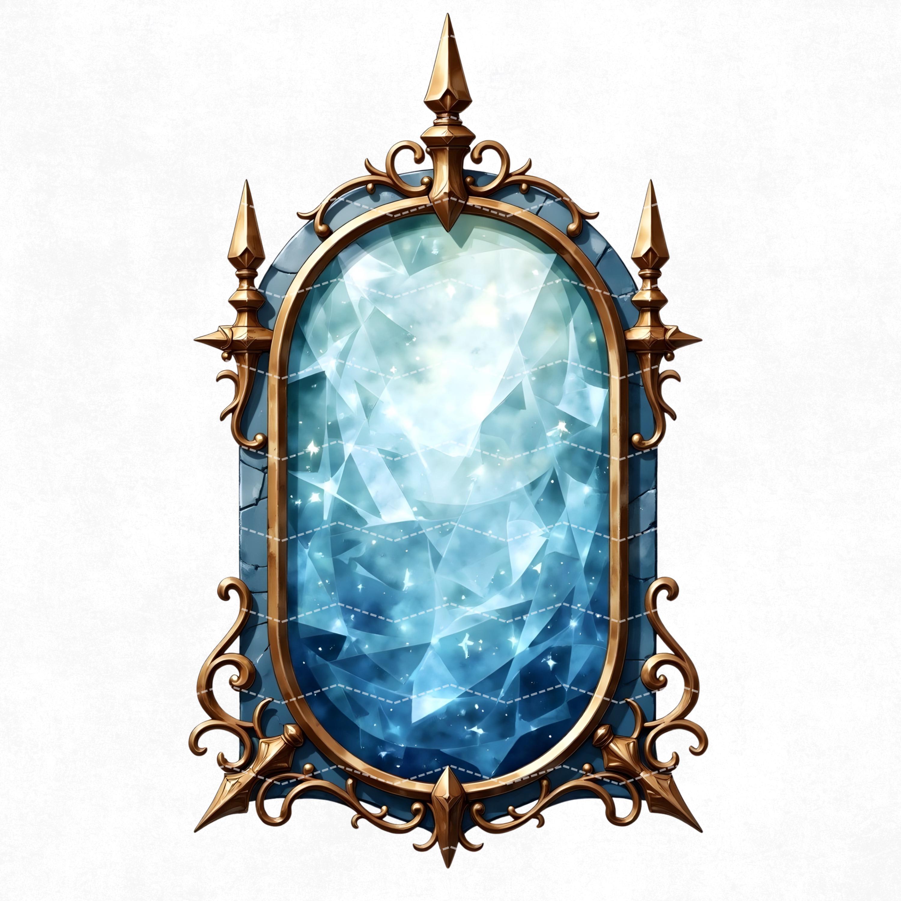 Magic Mirrors Clipart Set, Enchanted and Mystic Mirror Watercolor Pngs ...