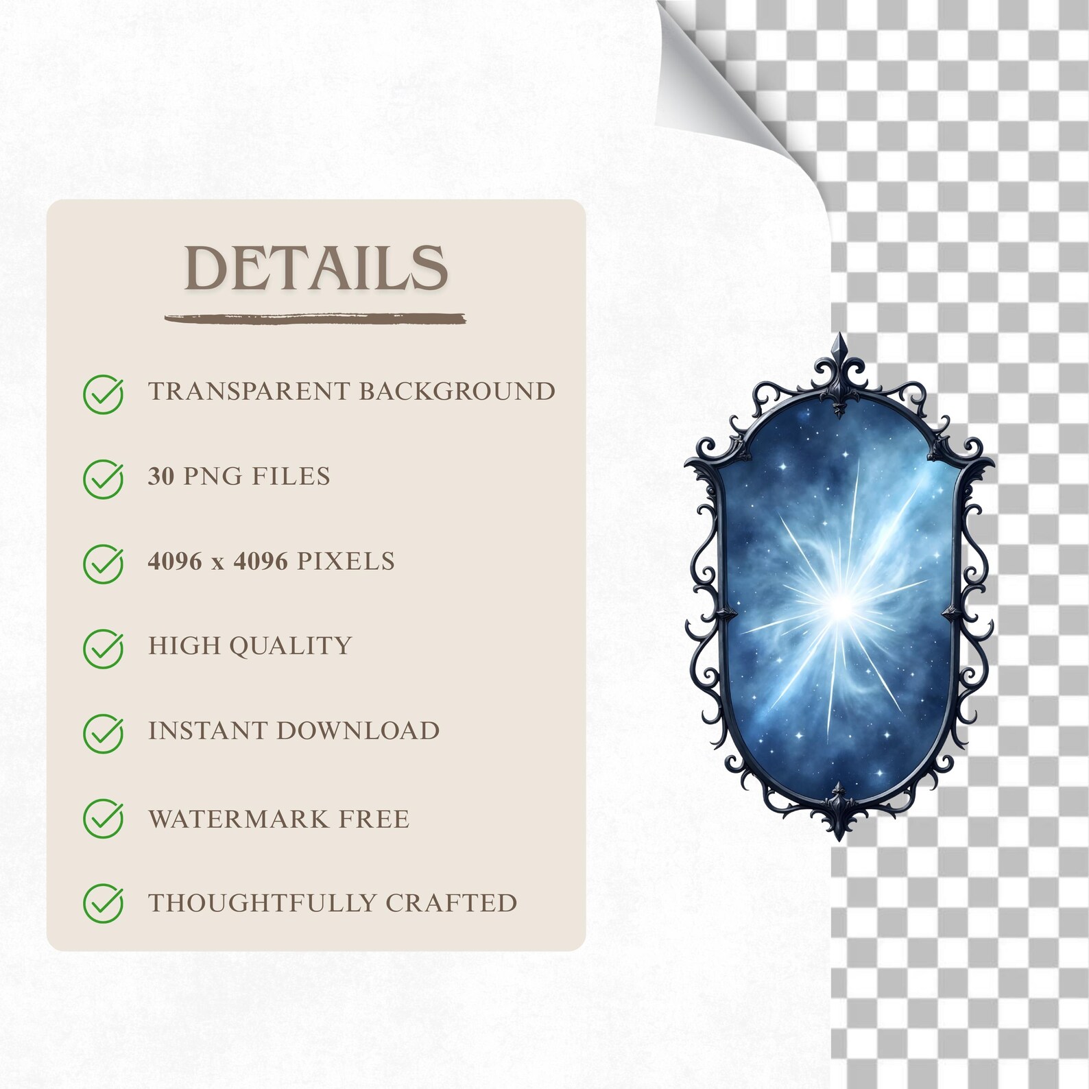 Magic Mirrors Clipart Set, Enchanted and Mystic Mirror Watercolor Pngs ...
