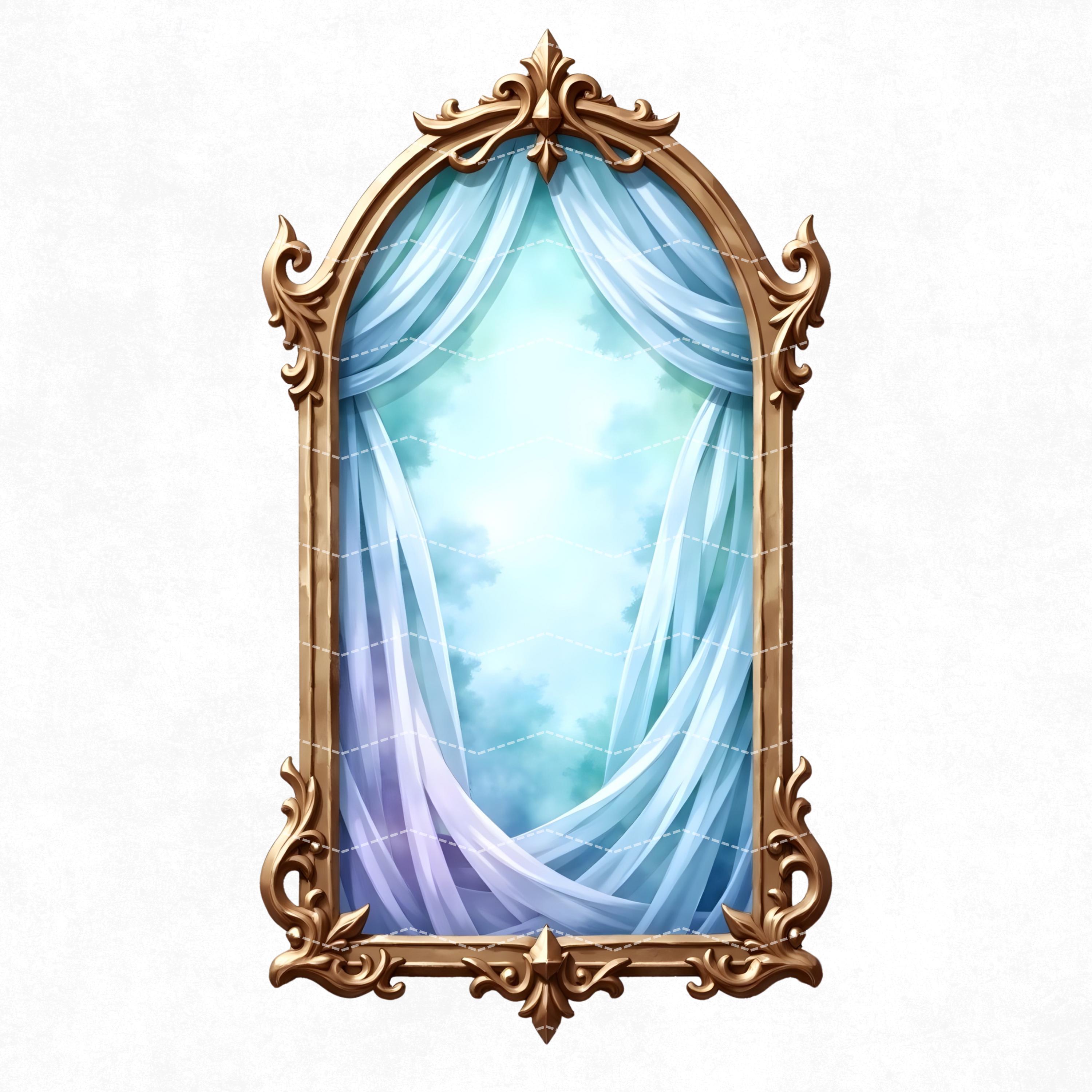 Magic Mirrors Clipart Set, Enchanted and Mystic Mirror Watercolor Pngs ...