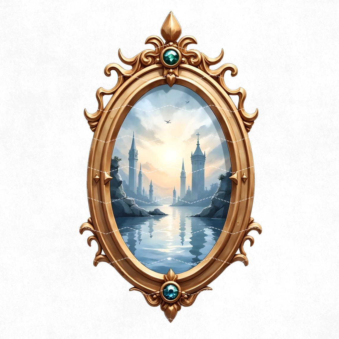Magic Mirrors Clipart Set, Enchanted and Mystic Mirror Watercolor Pngs ...