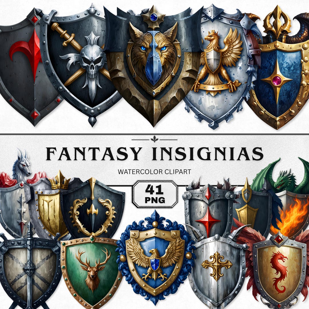 Fantasy Insignias Clipart Set, Arcane and Mystic Insignia Watercolor ...