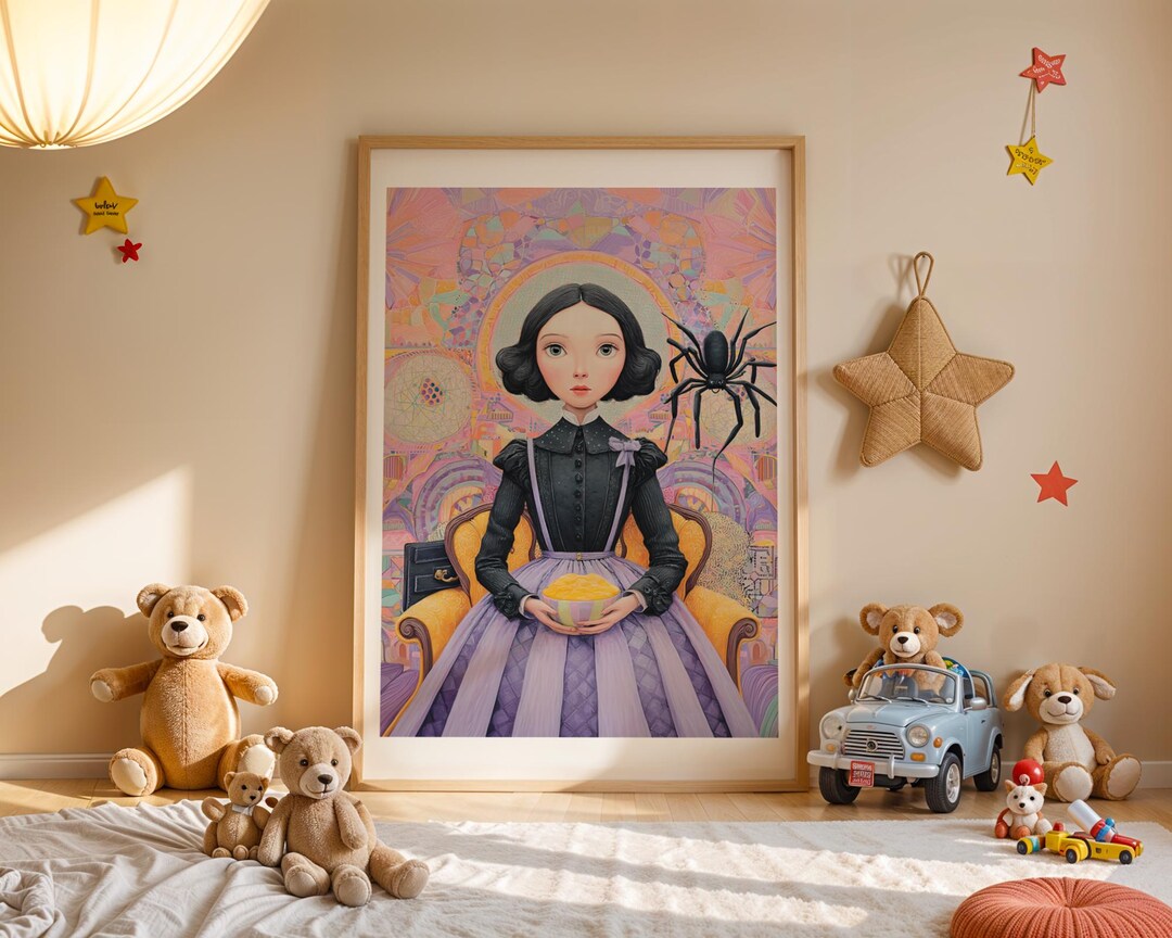 Little Miss Muffet Art Print, Whimsical Nursery Rhyme Poster, Playful ...