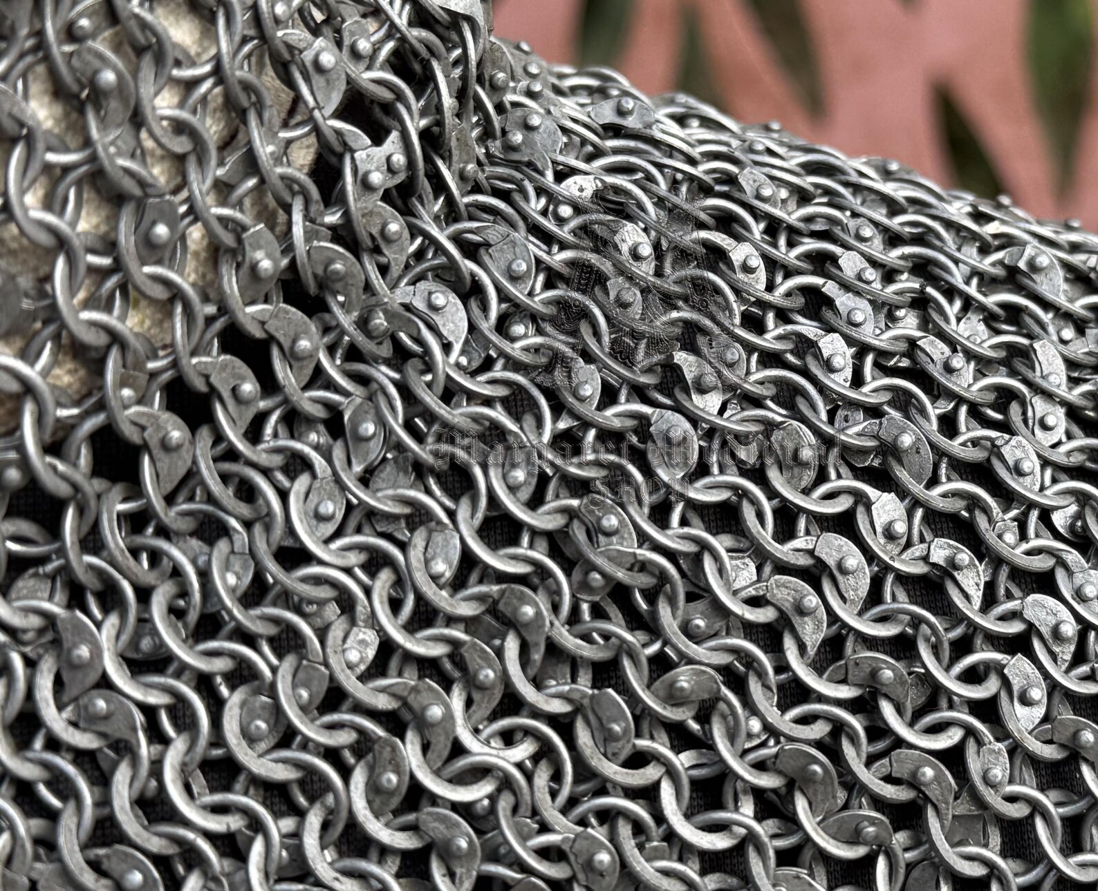 Handmade Steel Chainmail Mantle Collar With Leather Trim: Medieval ...