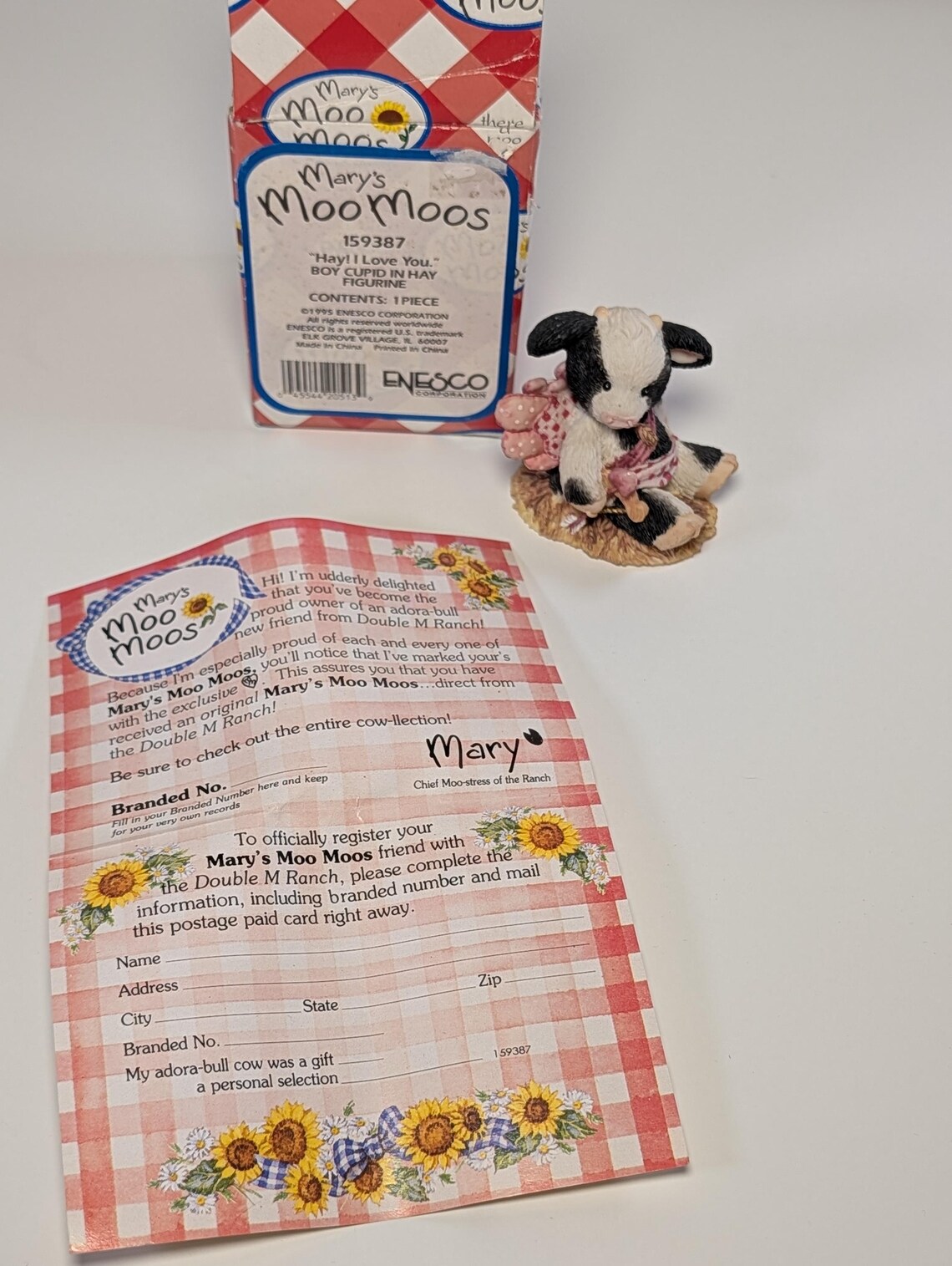 Vintage Mary’s Moo Moos “hay! I Love You” Boy Cupid Figurine (1995 ...