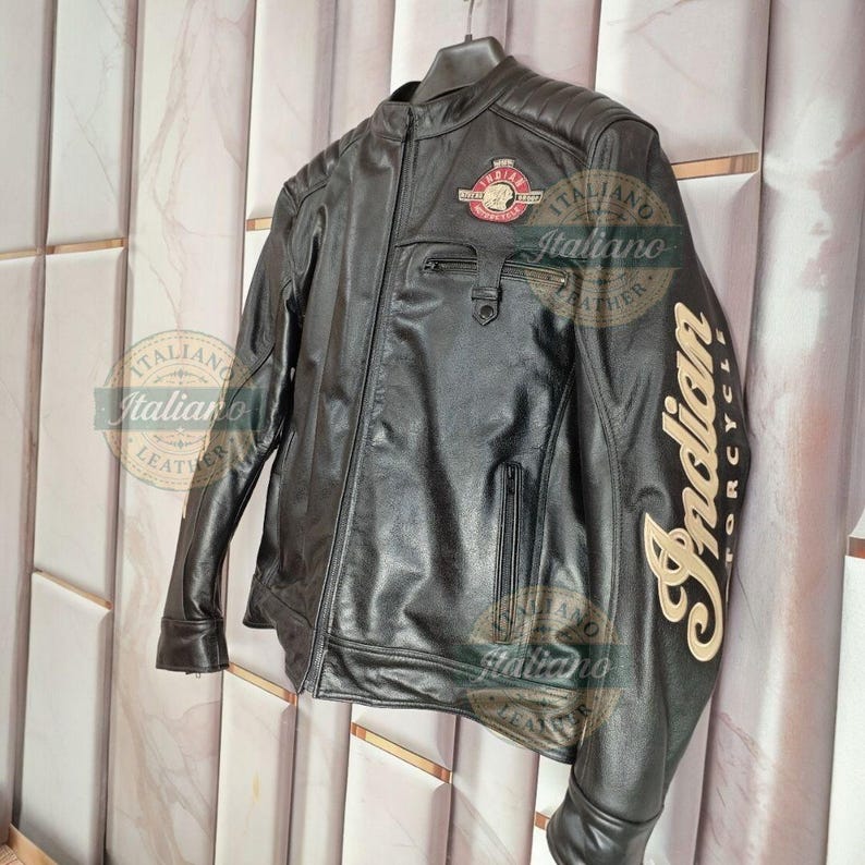 Indian Motorcycle Leather Jacket Men’s Vintage Biker Jacket Genuine ...