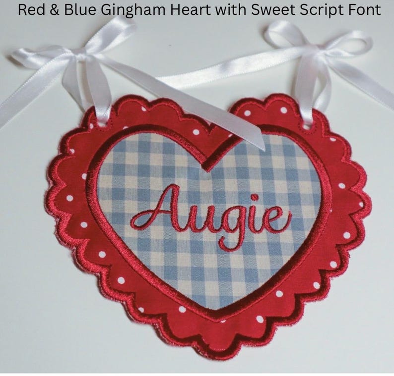 Personalized Heart Gift Tag | Embroidered Fabric Decor - Etsy