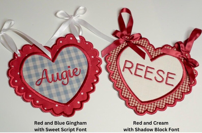 Personalized Heart Gift Tag | Embroidered Fabric Decor - Etsy