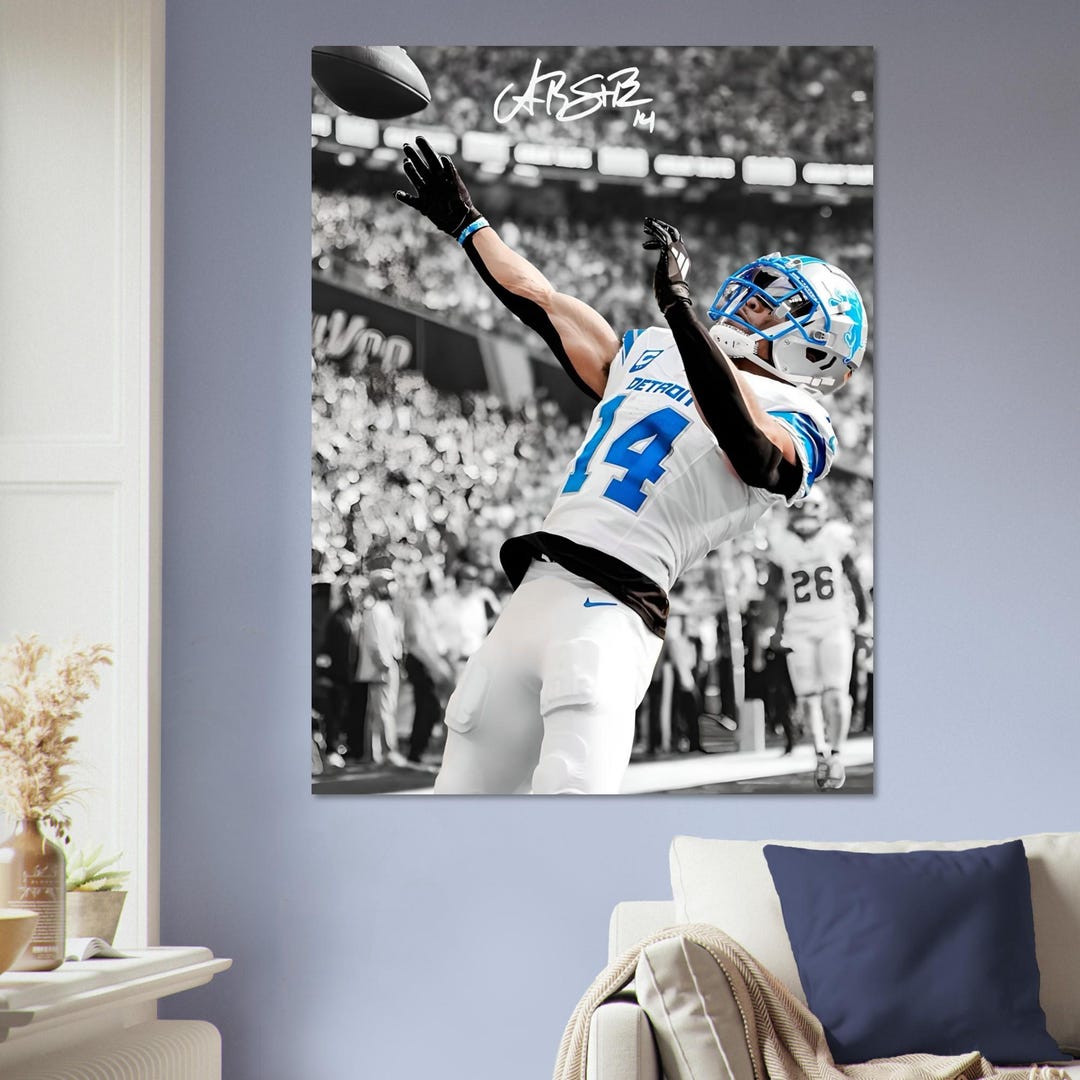 Amon-ra St. Brown Detroit Lions Poster NFL Wide Receiver Wall Art - Etsy