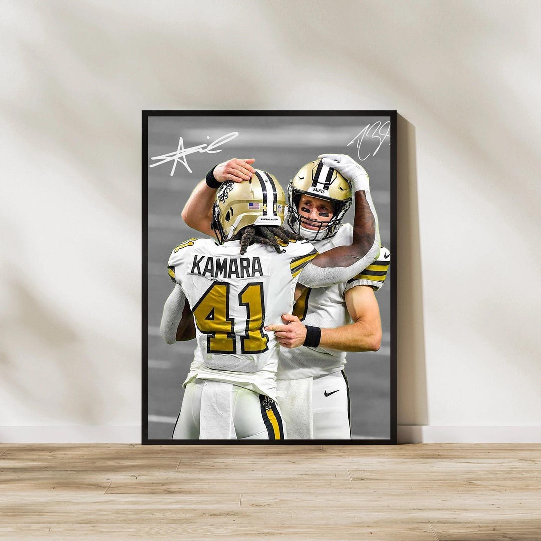 Drew Brees & Alvin Kamara Saints Art Print, NFL Wall Decor (digital ...
