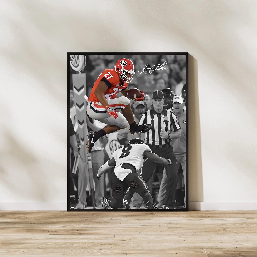 Nick Chubb Art Print | Georgia Bulldogs Football Decor (digital ...
