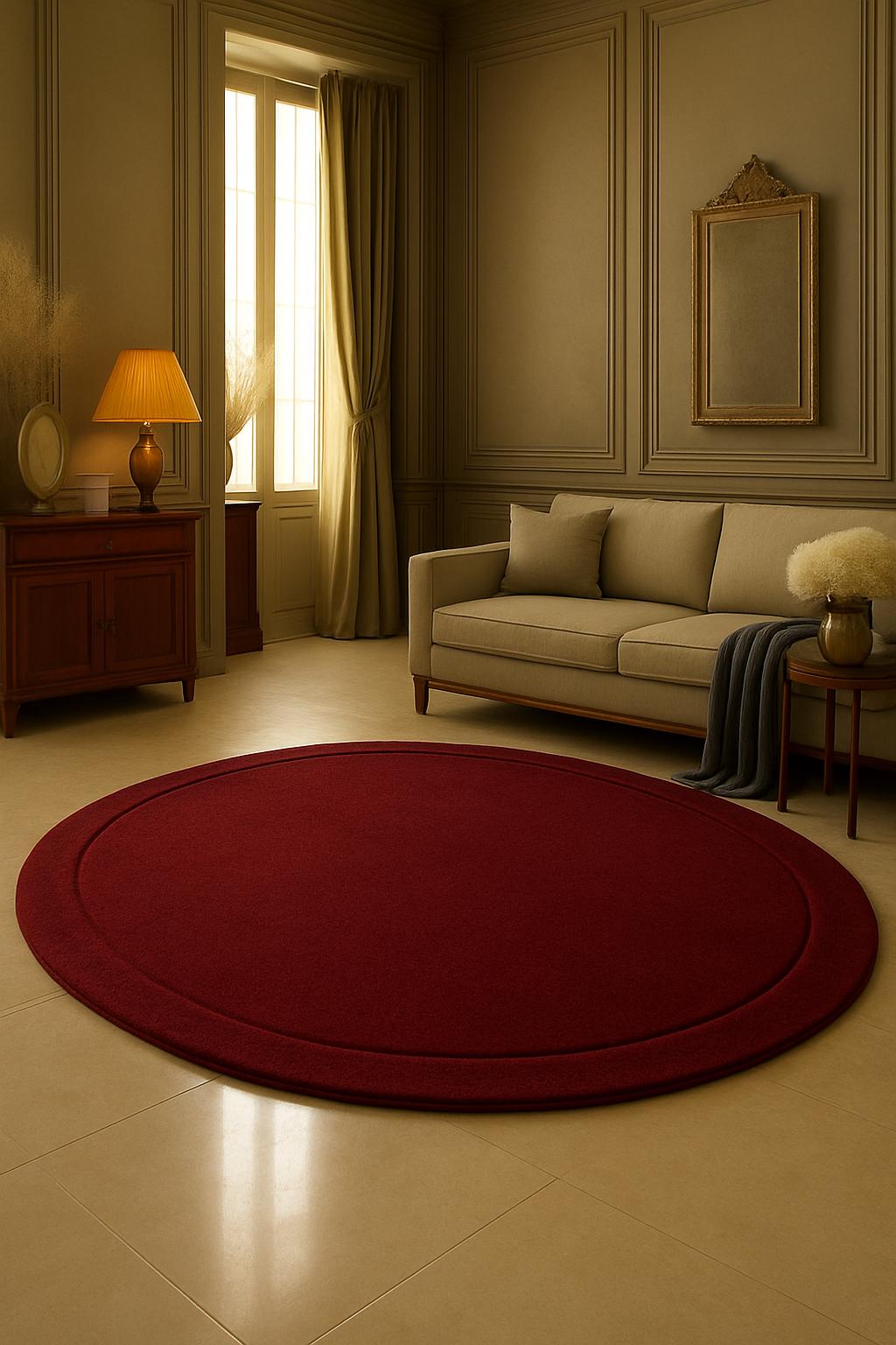 Luxury Round Red Carpet Rug – Modern Elegant Plush Area Rug for Living ...