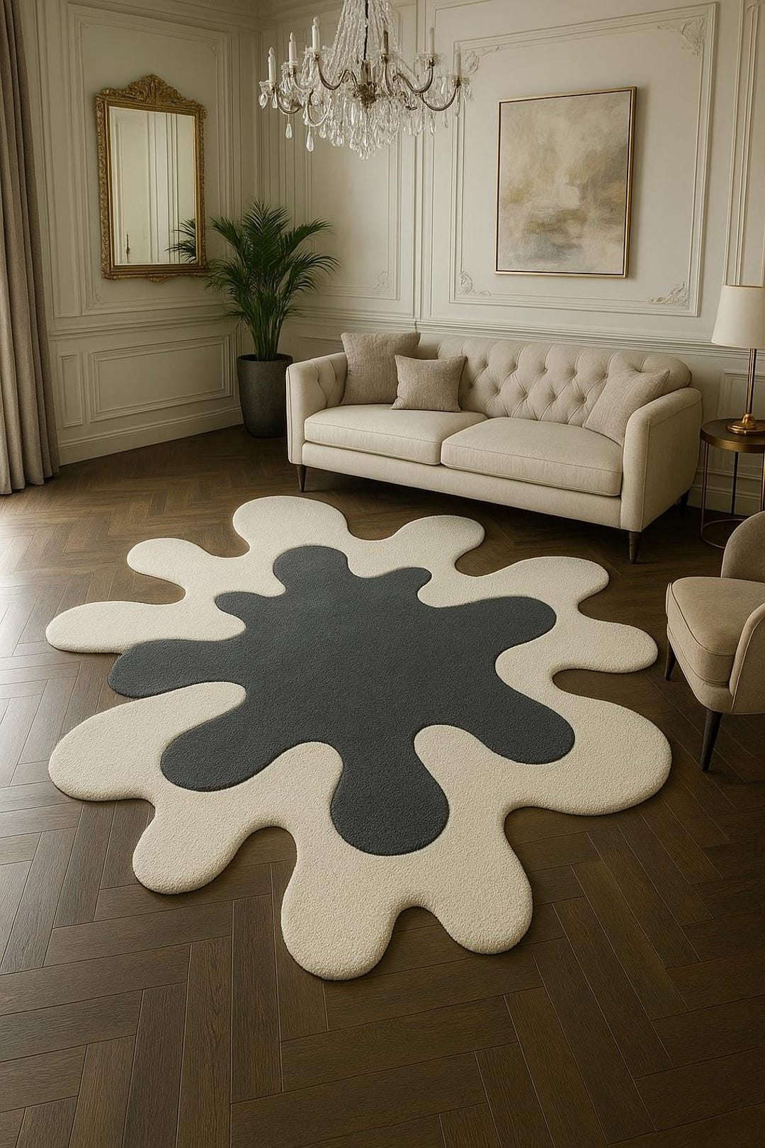 Modern Abstract Irregular Area Rug – Unique Splatter Shaped Carpet With ...