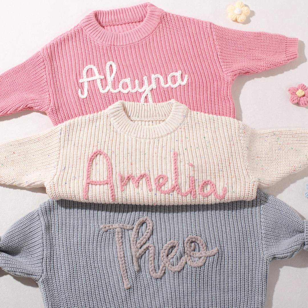 Personalized Baby Sweater | Custom Embroidered Name Outfit | Newborn ...