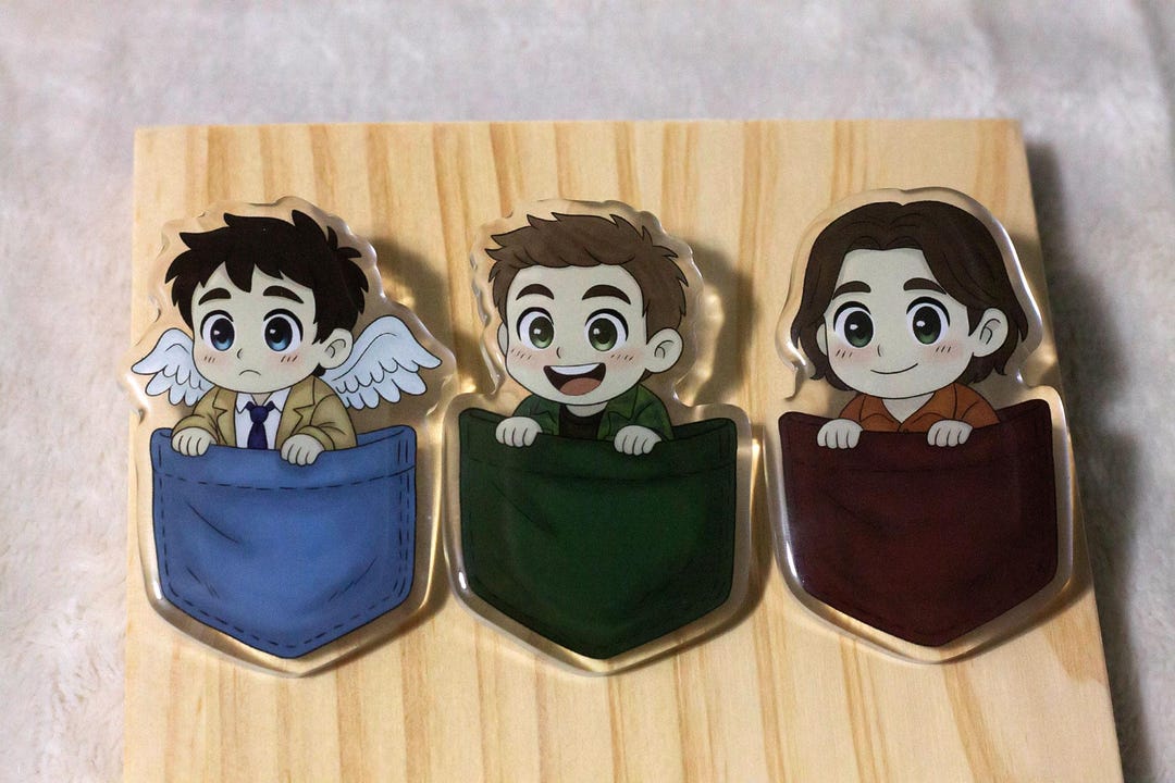 Supernatural Pocket Babies Acrylic Pins | Chibi Castiel, Dean, Sam | 2. ...