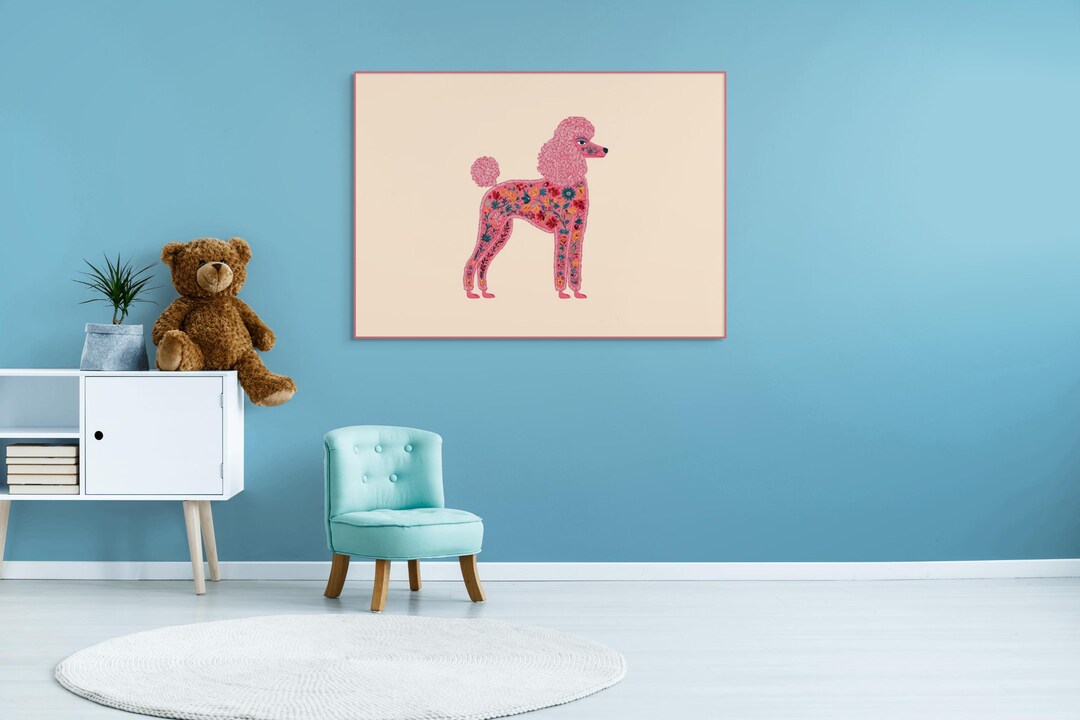 Pink Poodle Digital Art Print, Funny Colorful Poodle Printable, Dog ...
