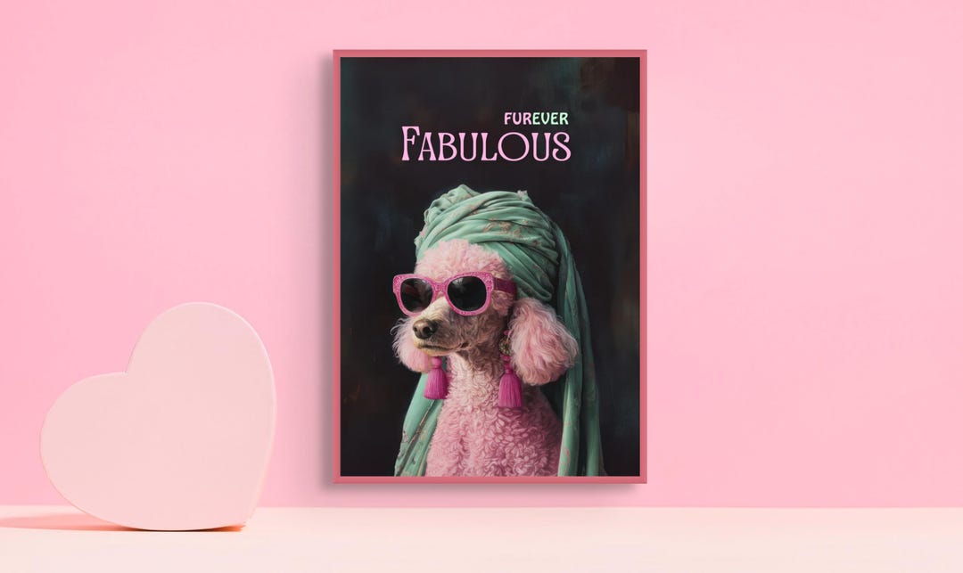 Pink Poodle Digital Art Print, Dog Printable, Dog Owner Gift, Pet Decor ...