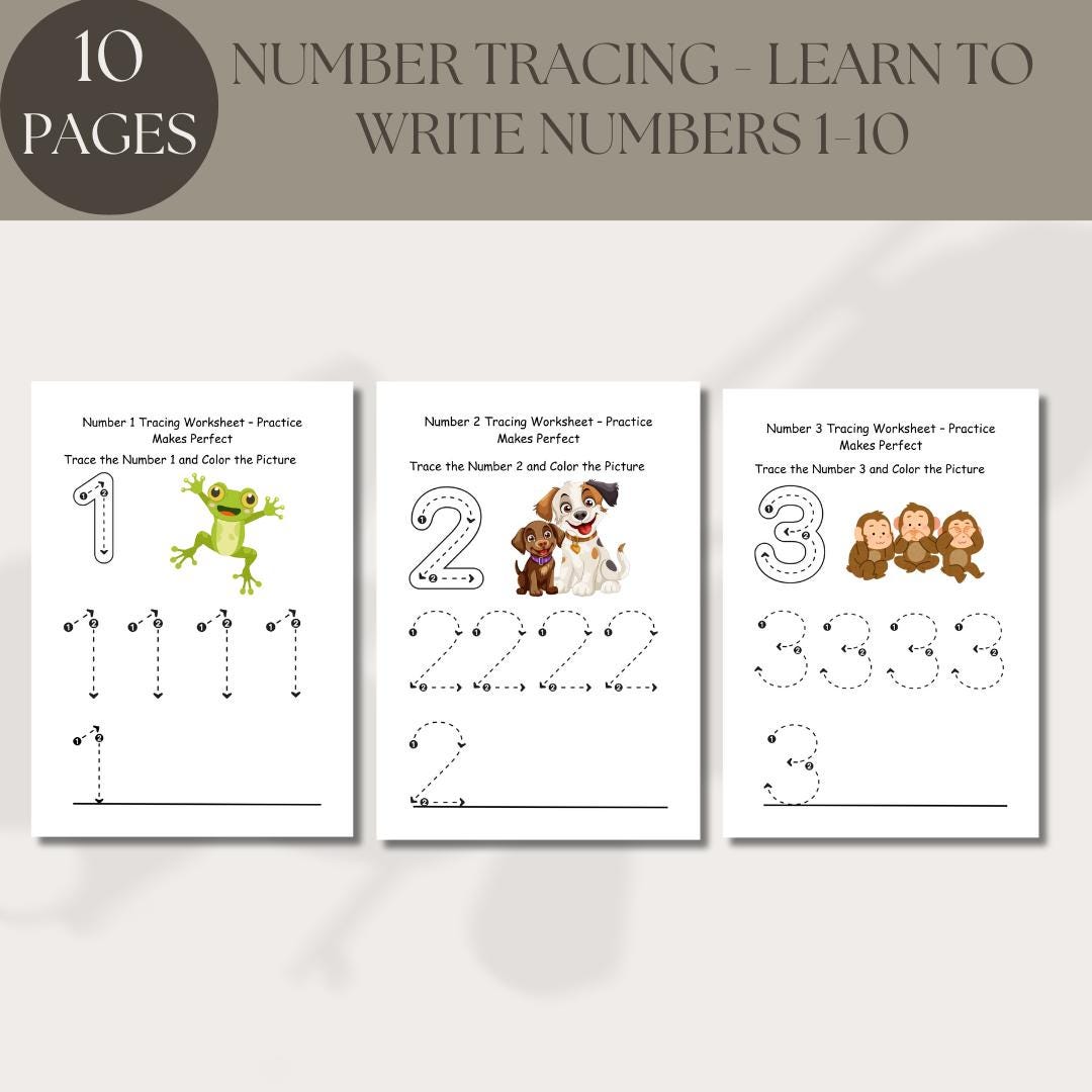 Number Tracing Worksheets 1-10 Printable | Kids Math Practice, Learn to ...