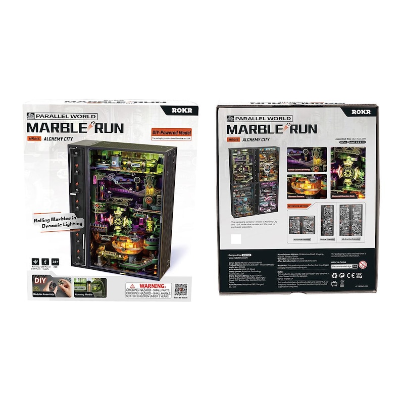 ROKR Alchemy City Marble Run 3D Wooden Puzzle Mechanical Model Kit ...