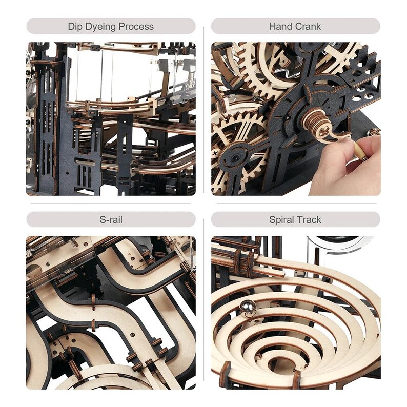 ROKR Marble Night City 3D Wooden Marble Run Mechanical Puzzle DIY Kit ...