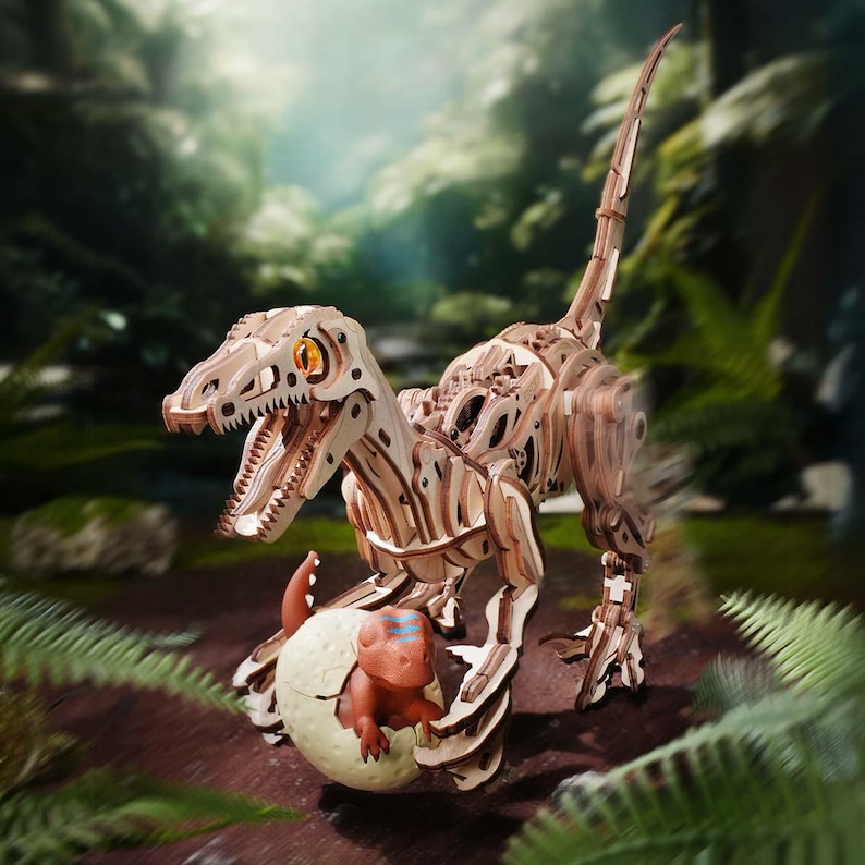 Velociraptor 3D Wooden Dinosaur Puzzle – ROKR DIY Model Kit LD01 - Etsy