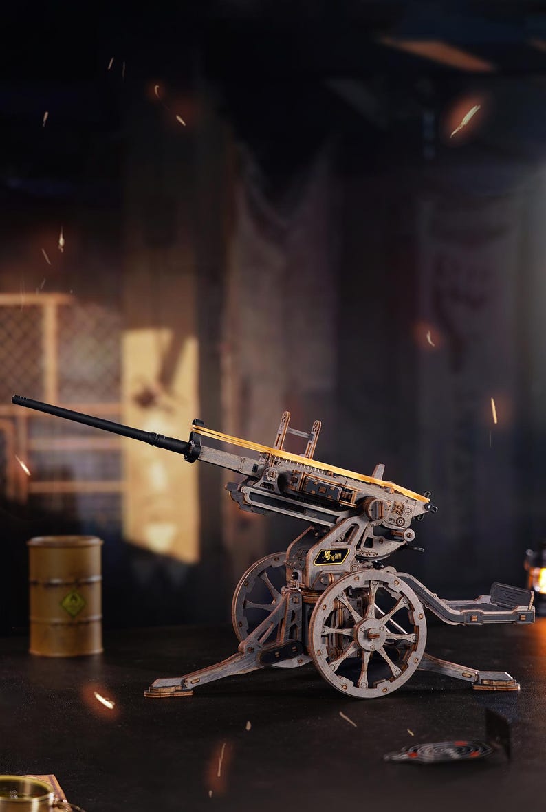 ROKR Anti Aircraft Gun 3D Wooden Model Kit Mechanical Puzzle Desk Decor ...