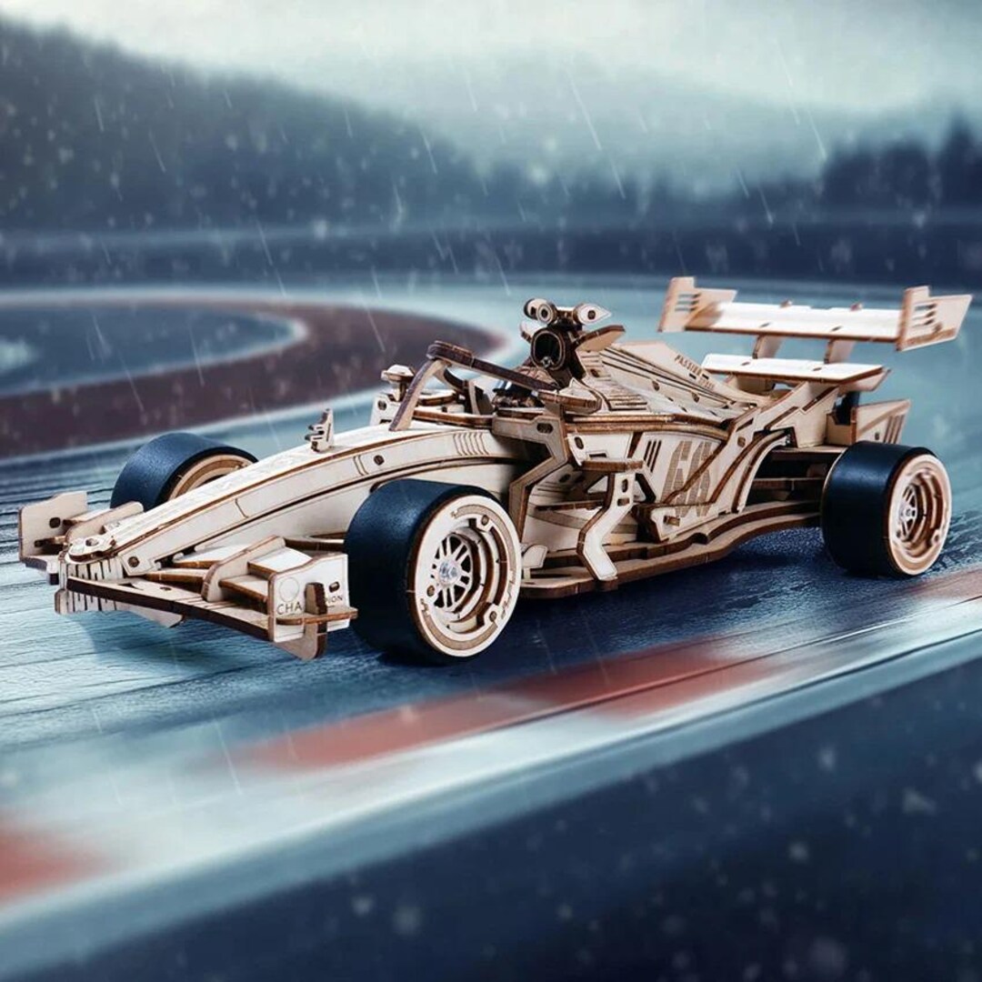 ROKR F1 Racing Car 3D Wooden Puzzle: Wind-up STEM Model Kit - Etsy