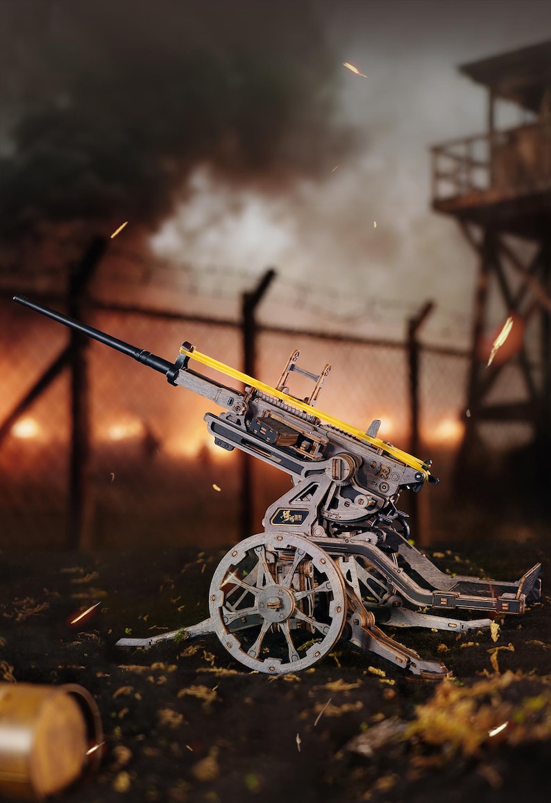 ROKR Anti Aircraft Gun 3D Wooden Model Kit Mechanical Puzzle Desk Decor ...