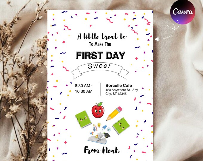 EDITABLE First Day of School Gift Tag, Back to School Gift Tag, Teacher ...