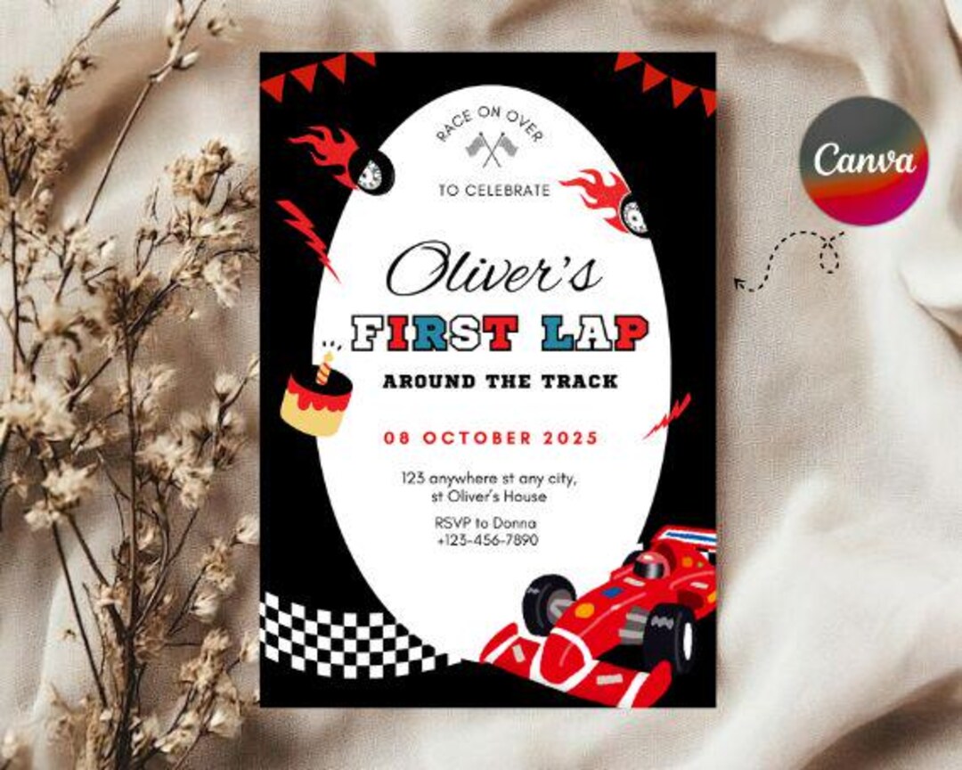 Editable Race Car Birthday Invitation, Racing Car Birthday Invitation ...
