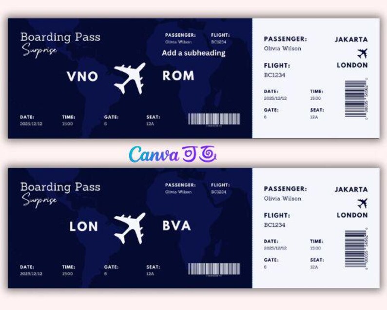 Editable Boarding Pass Template, Surprise Trip Ticket (canva Editable ...