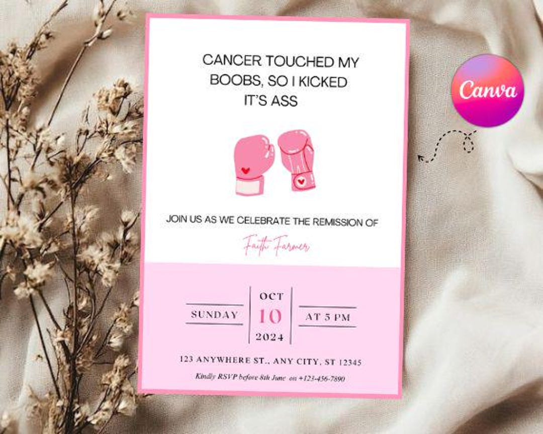 Cancer Remission Party Invitation: Pink Ribbon Celebration (digital ...