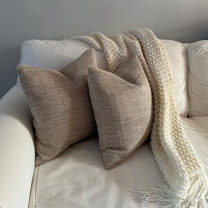 Silk Burlap Pillow Cover, Rustic Farmhouse Pillows, Neutral Decor ...