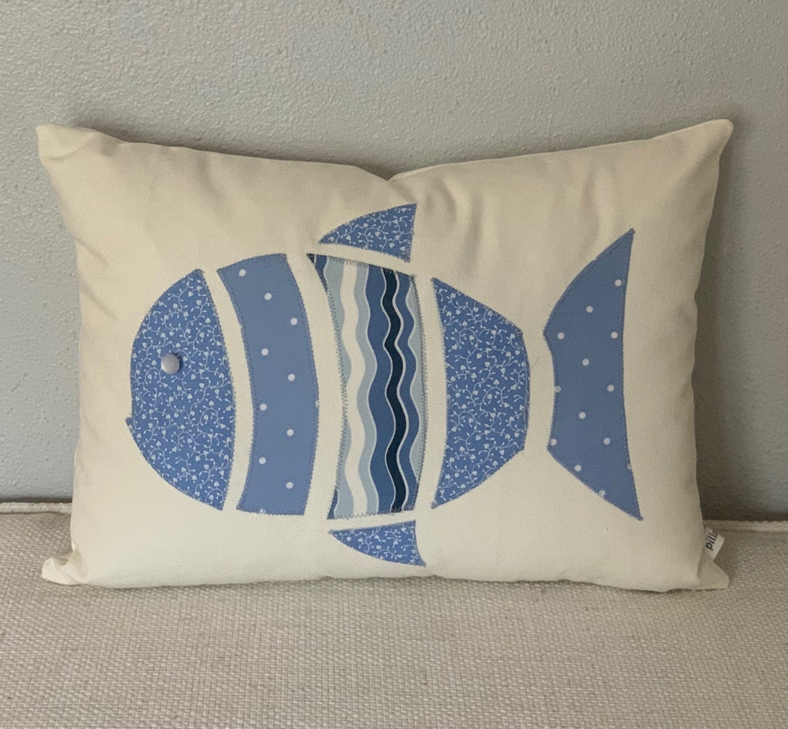 Fish Throw Pillow Applique Pillow Beach Pillows Beach - Etsy
