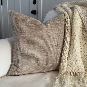 Silk Burlap Pillow Cover, Rustic Farmhouse Pillows, Neutral Decor ...