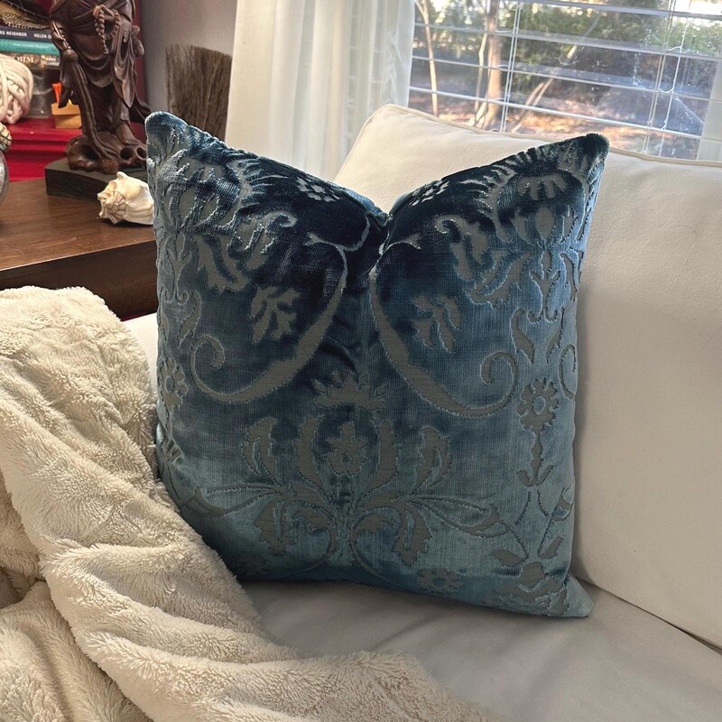 Bright Blue Pillow - Etsy