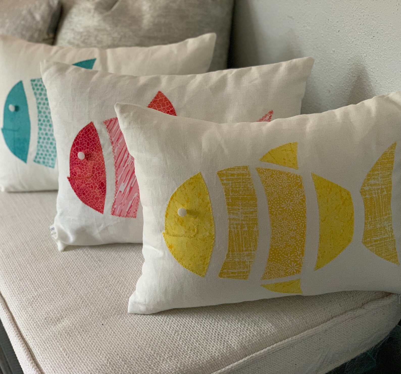 Fish Throw Pillow Applique Pillow Beach Pillows Beach - Etsy