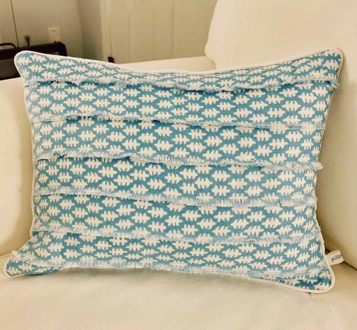Blue pillow cover linen pillow blue and white cushion cover | Etsy