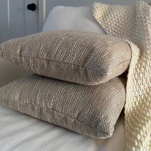 Silk Burlap Pillow Cover, Rustic Farmhouse Pillows, Neutral Decor ...