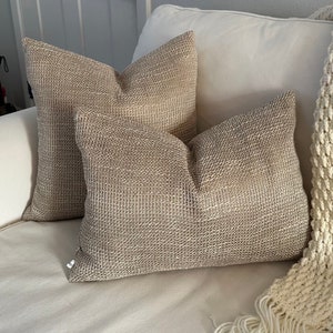 Silk Burlap Pillow Cover, Rustic Farmhouse Pillows, Neutral Decor ...